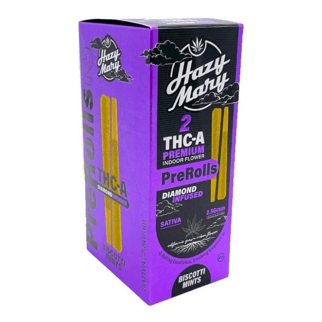 Hazy Mary THC-A Diamond 2.5G Pre Roll Pack – Biscotti Mints – Hemp City USA